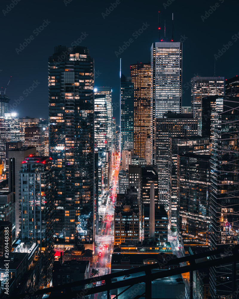 Entire futuristic city skyline view of downtown Toronto Canada. Modern ...