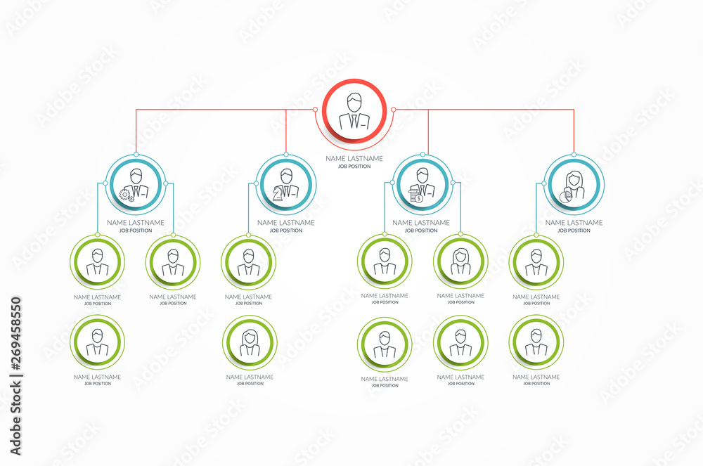 Circle Organization Chart Infographics. Line people Icon. Business ...