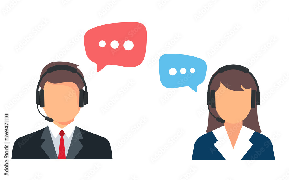 Call center. Help, Support and Contact. Customer Service Icon. Male and ...