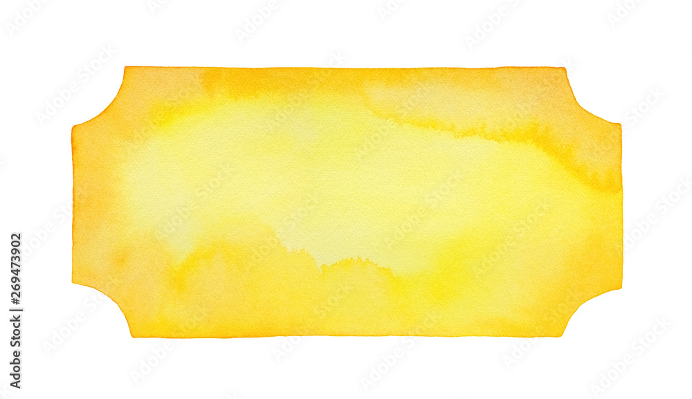 Watercolor ticket template in bright lemon yellow color gradient ...