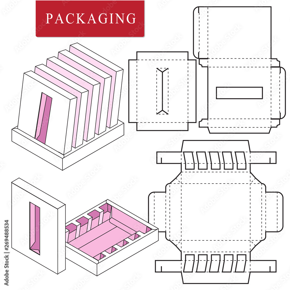 Packaging Design.Vector Illustration of Box.Package Template. Isolated ...