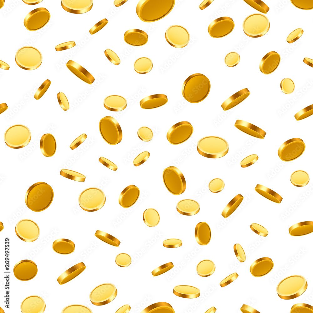 Fly coins texture Seamless on a white background. Vector Stock Vector ...