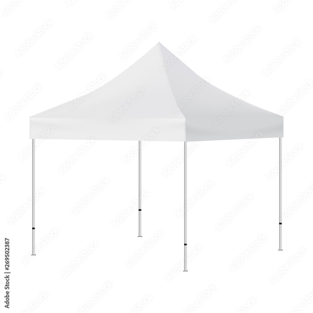 Blank square tent mockup isolated on white background - side view ...