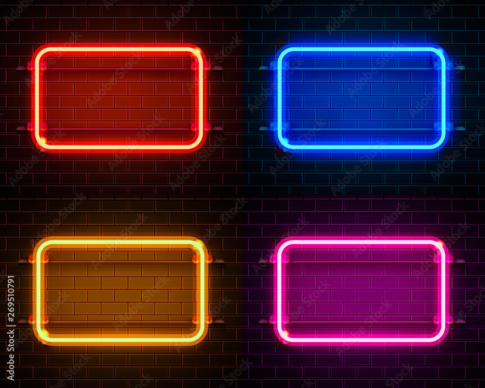 Neon frame sign in the shape of a square. Stock Vector | Adobe Stock