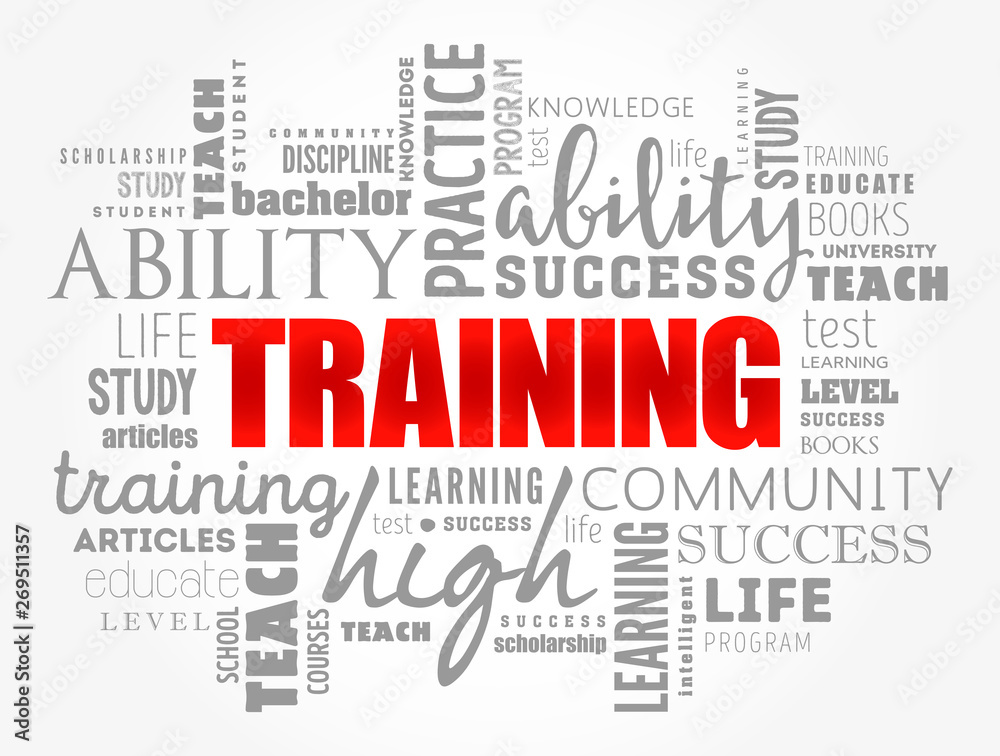 TRAINING word cloud collage, education concept background Stock Vector ...
