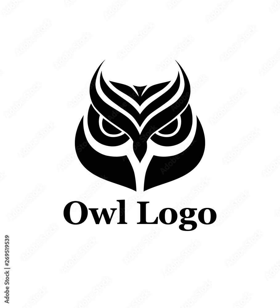 Vector owl logo design template in black white color. Stock Vector ...