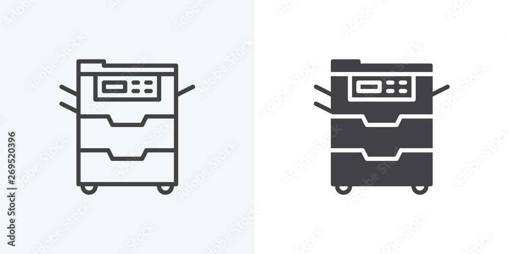 Office Copy machine icon. line and glyph version, Document copier ...