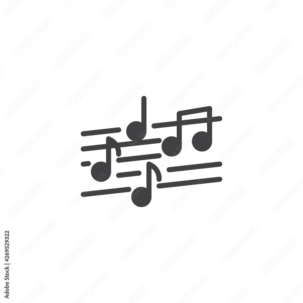 Vettoriale Stock Musical note vector icon. Music stave filled flat sign ...