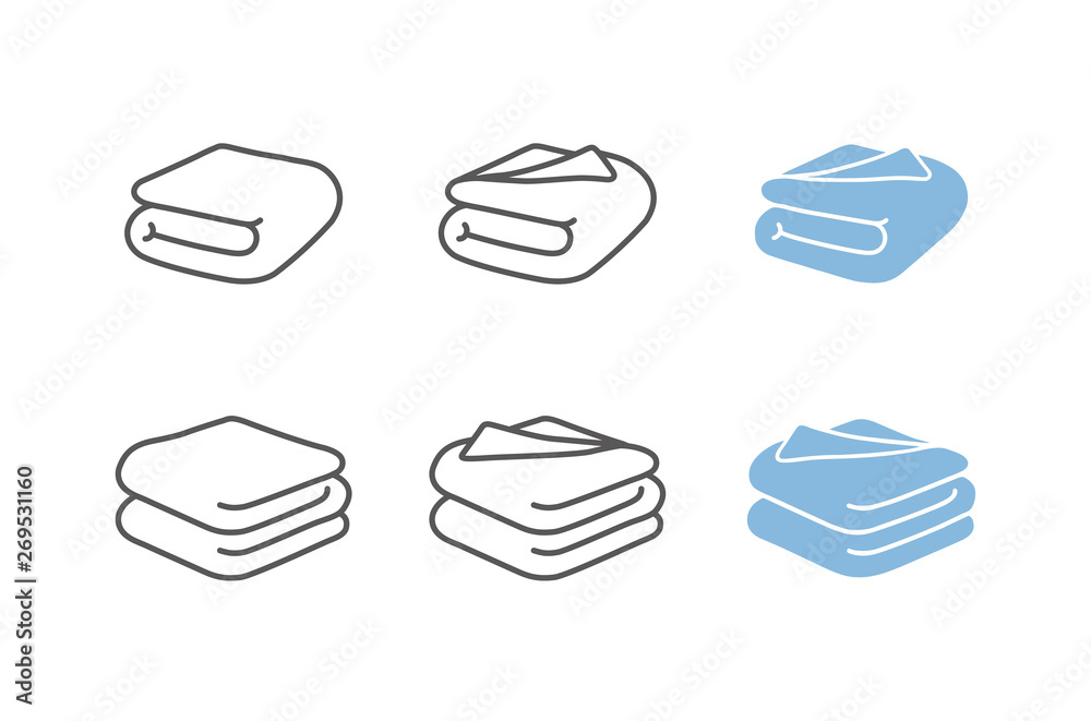 Vetor de Set of towel vector illustrations. Folded towels in flat ...