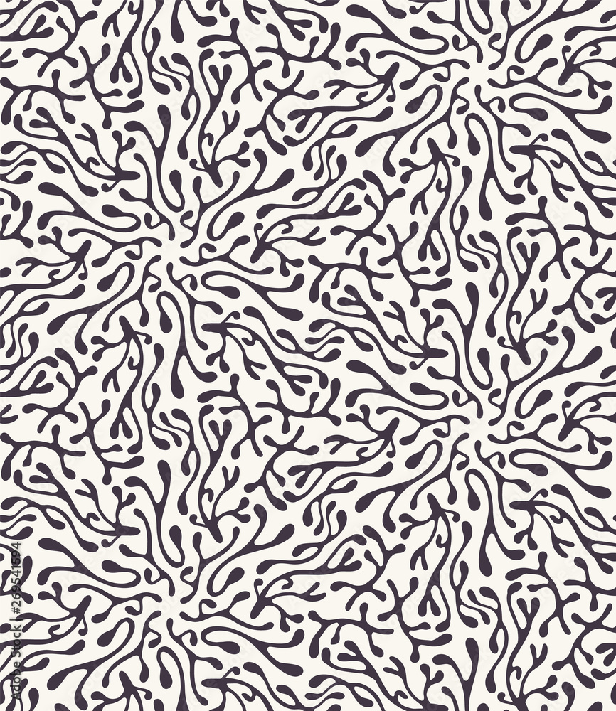 Seamless vector pattern. Intricate organic hand drawn coral leaf ...