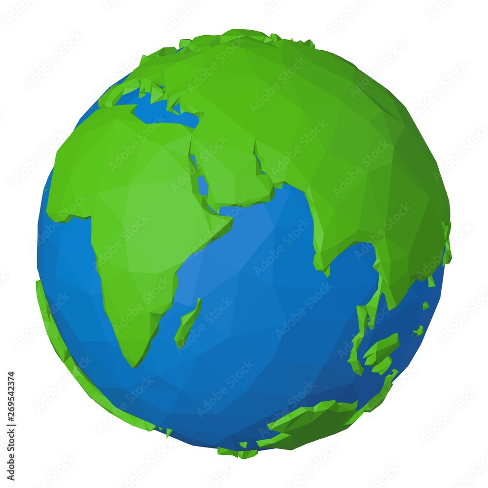 Origami style globe with 3d paper effect as illustration of planet ...