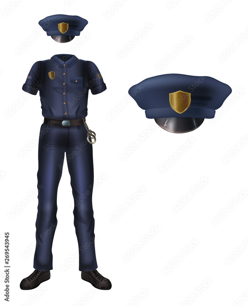 Vecteur Stock Police uniform and cap with cockade, policeman security ...