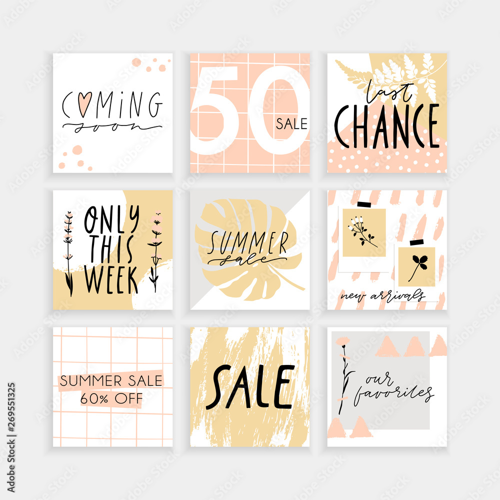Summer Instagram, fashion, brand ad templates collection for posts and ...