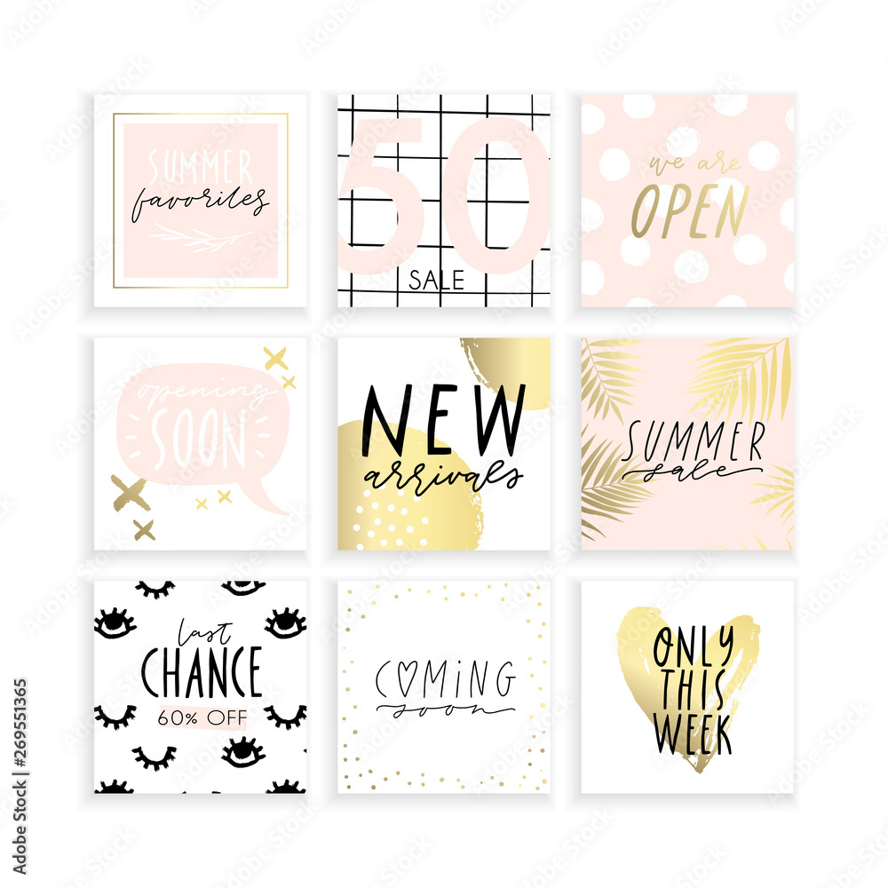 Summer Insta business, fashion, brand ad templates collection for posts ...