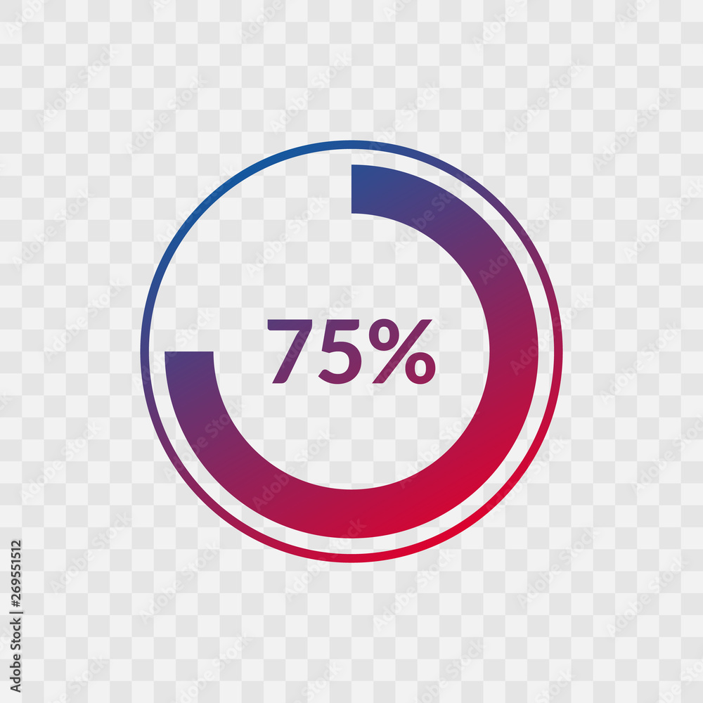 Vecteur Stock 75 percent blue and red gradient pie chart sign ...