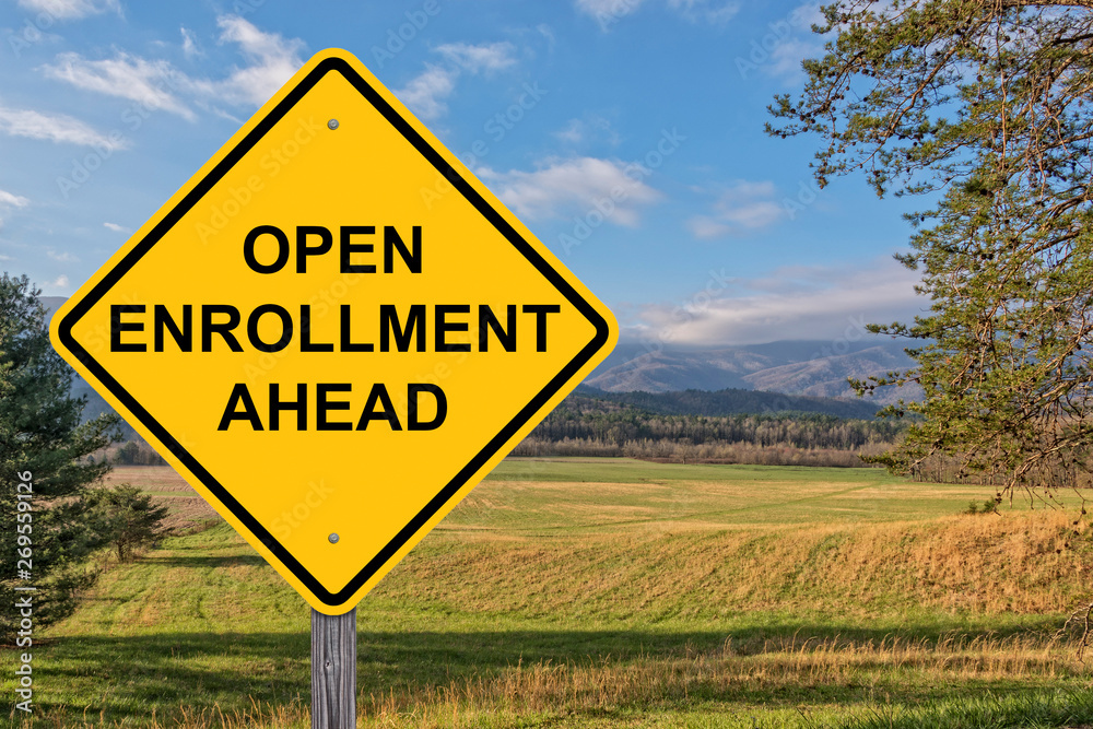 Open Enrollment Ahead Warning Sign Stock Photo | Adobe Stock