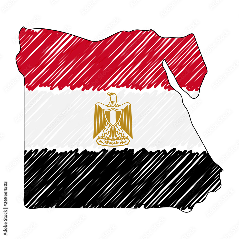 Egypt map hand drawn sketch. Vector concept illustration flag ...