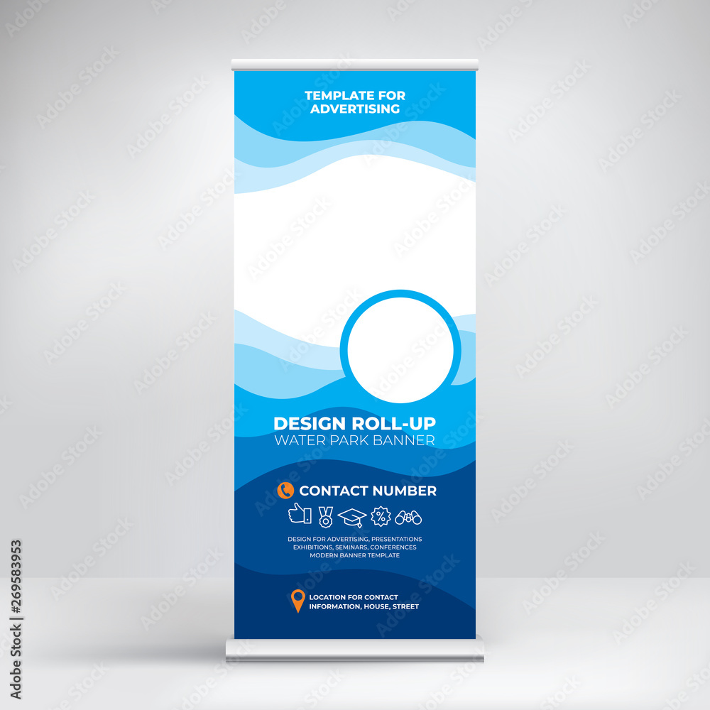 Banner roll-up for water Park, creative concept for presentations and ...