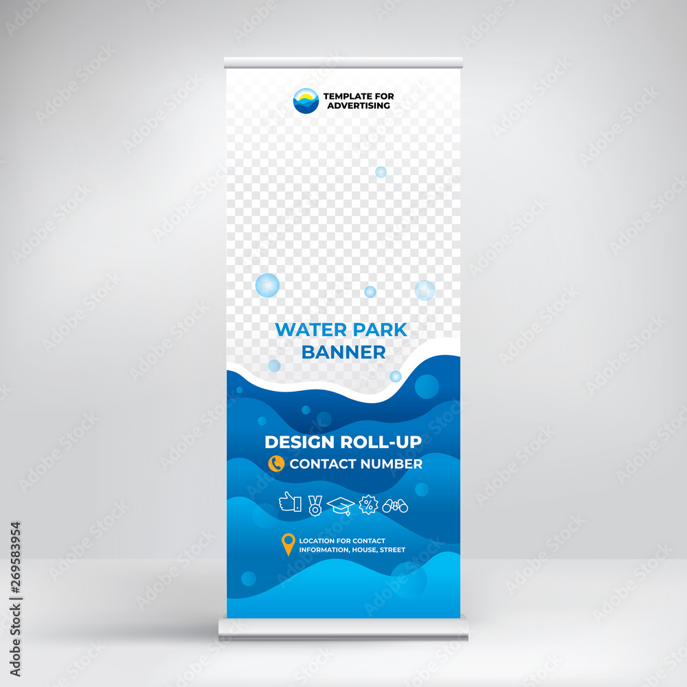 Banner roll-up for water Park, creative concept for presentations and ...