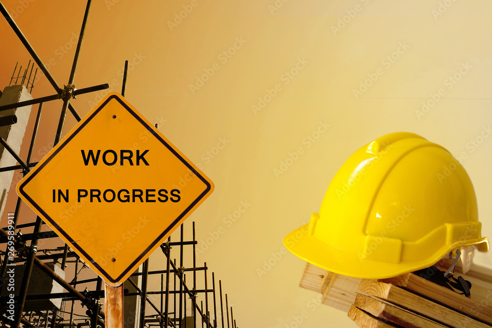 building construction with message work in progress Stock Photo | Adobe ...