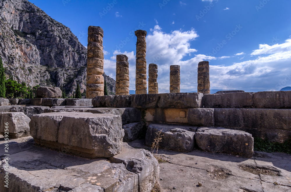 Delphi, Phocis / Greece. Temple of Apollo at the archaeological site of ...
