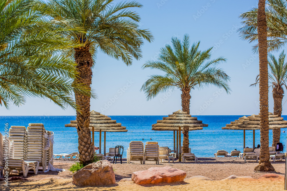 luxury beach of Red sea coast line waterfront scenery landscape with ...