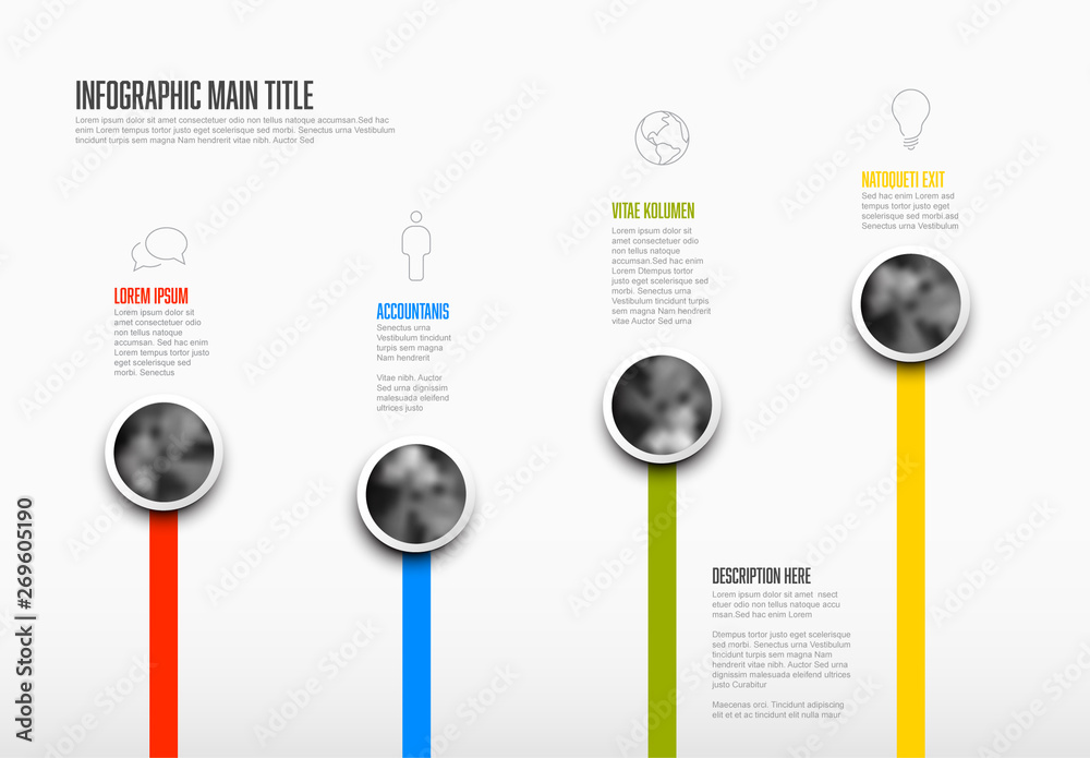 Infographic with Circular Photo Placeholders Stock Template | Adobe Stock