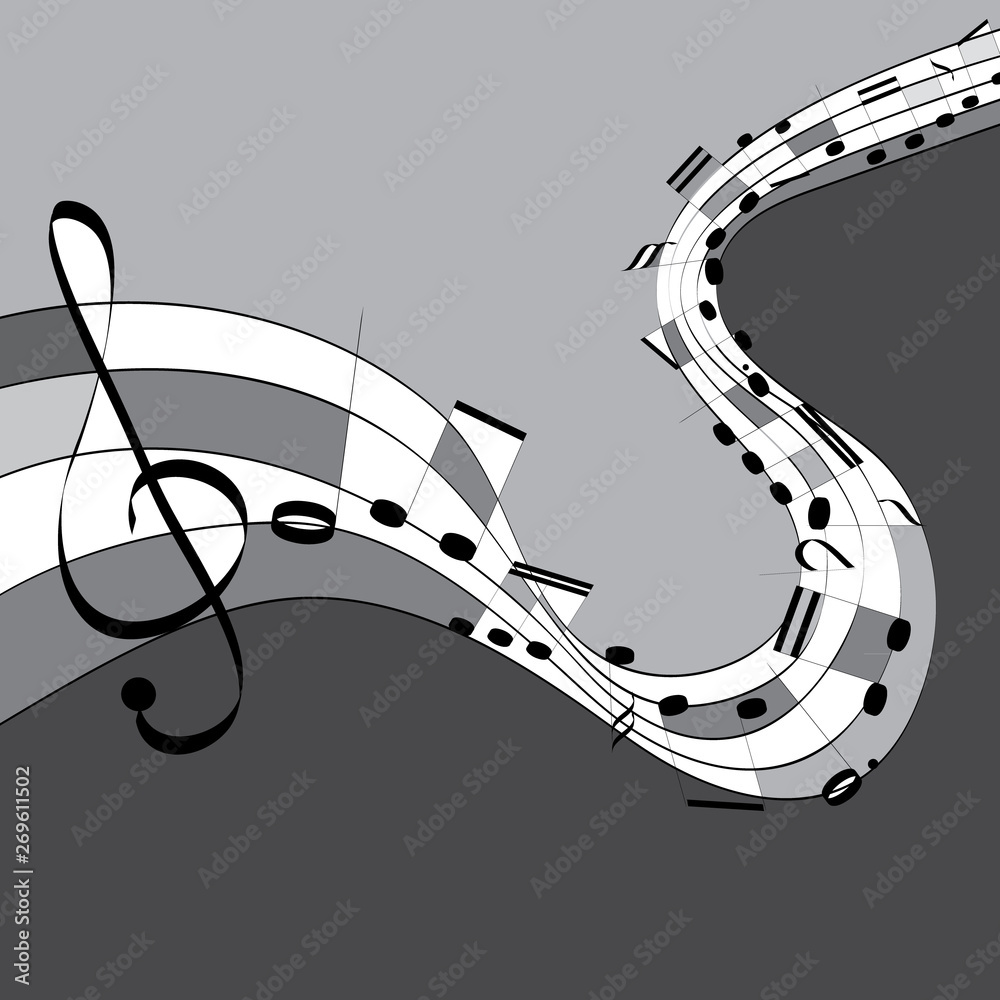 Music notes/ Vector illustration of music notes on grey background ...