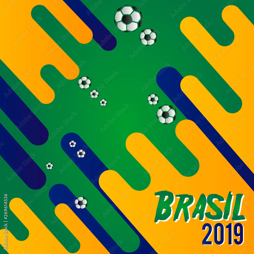 Brazilian colors background with soccer balls. America Cup. Football ...