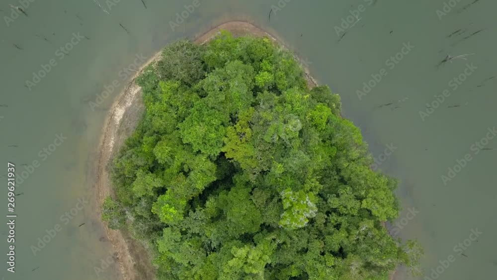 Isolated forest on island in the midst of a deforested tropical ...