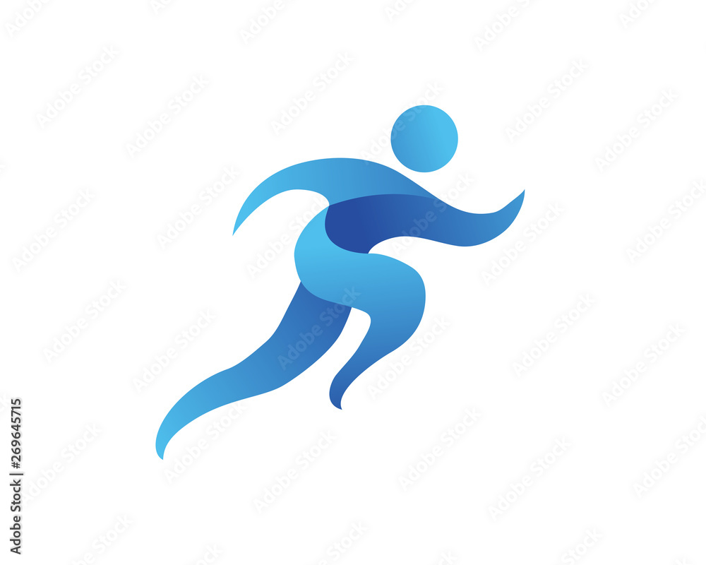 Passionate Fast Sprint Runner Symbol In Isolated White Background Stock ...