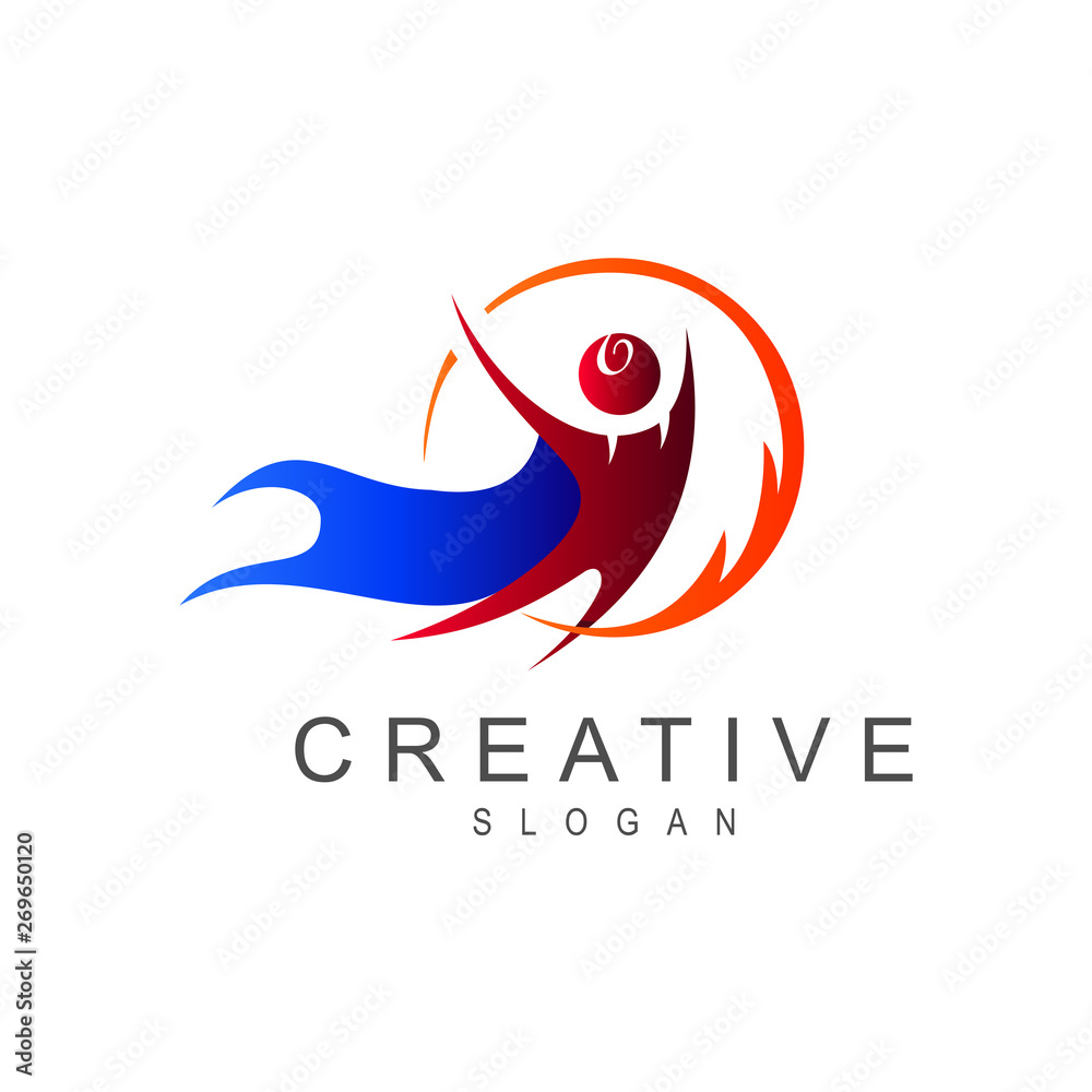 circle logo + the logo of the person who is flying Stock Vector | Adobe ...