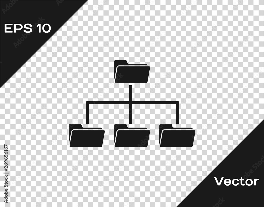 Grey Folder tree icon isolated on transparent background. Computer network file folder ...