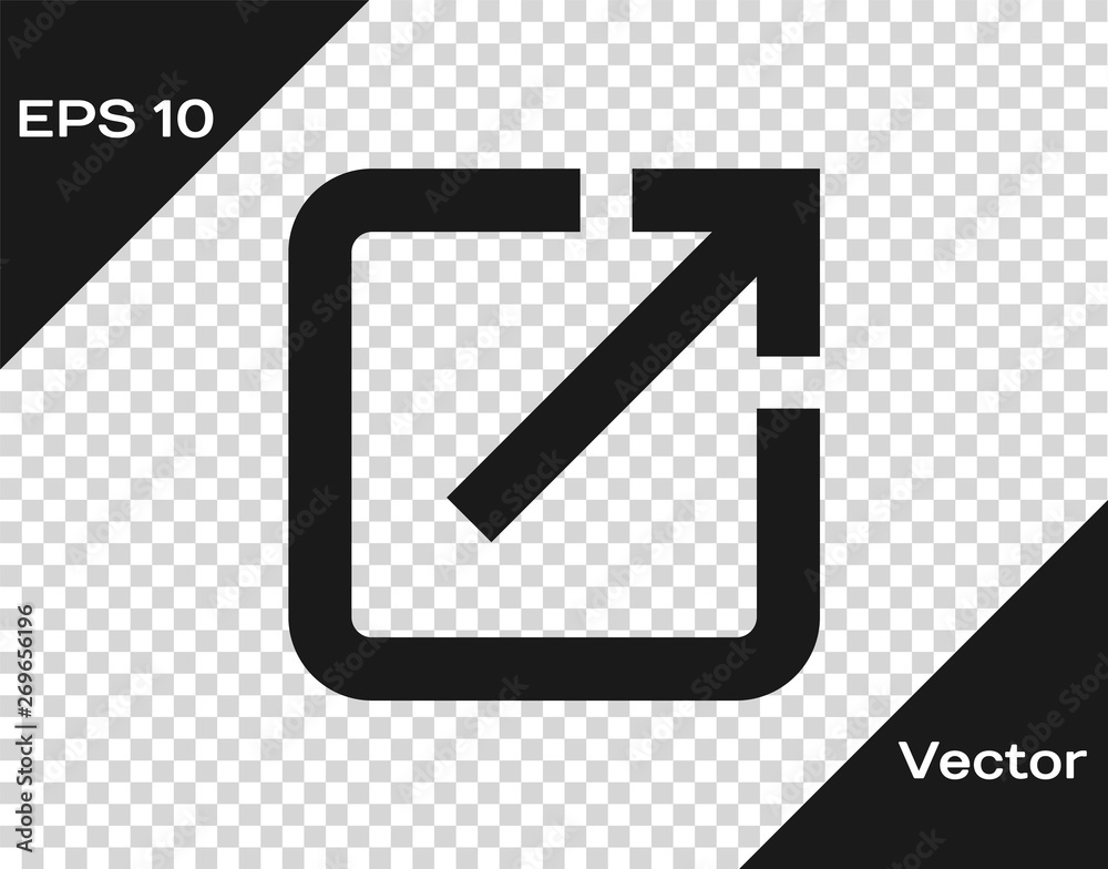 Grey Open in new window icon isolated on transparent background. Open another tab button sign ...
