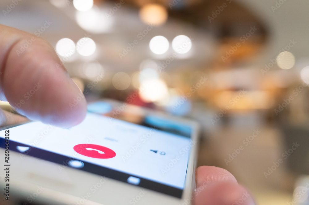 decline phone call button on smartphone Stock Photo | Adobe Stock