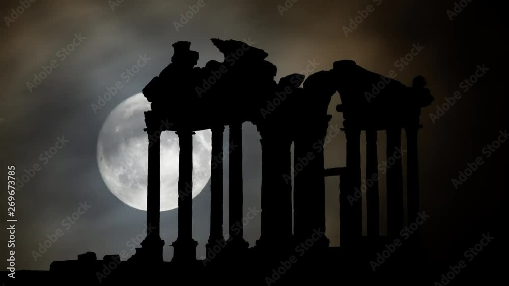 Tetrapylon by Night with Full Moon, Monumental Gate Dedicated to ...