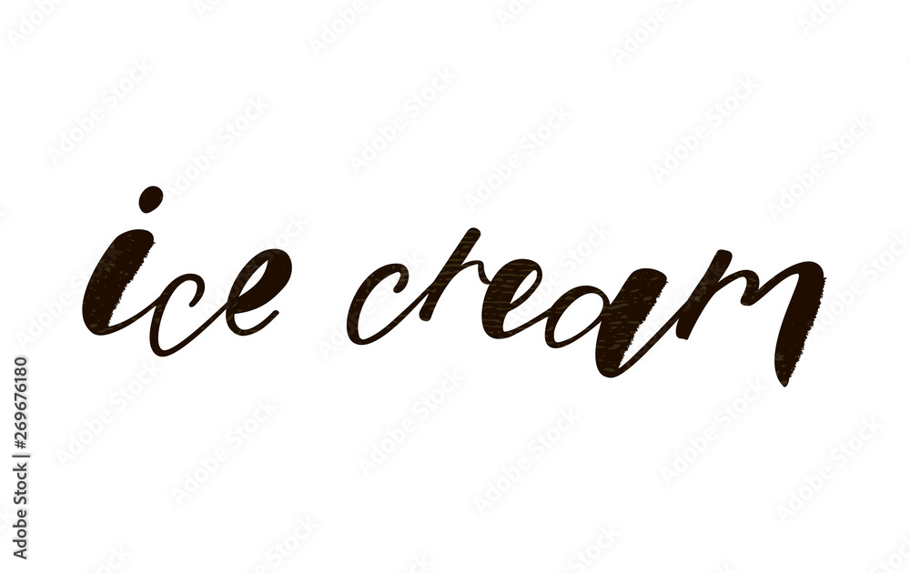 Ice Cream handlettering text. Design print for label, logo, sign ...