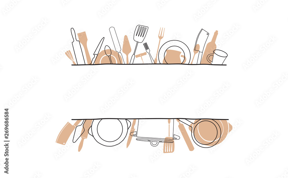 Cooking Template Frame with Hand Drawn Utensils and Plase for your Text ...