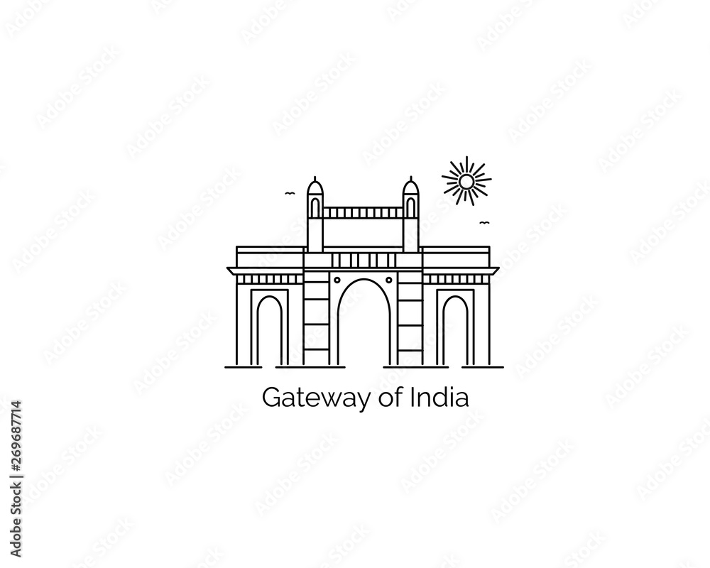 India Gate at New Delhi. 1920s triumphal arch and war memorial. Line ...