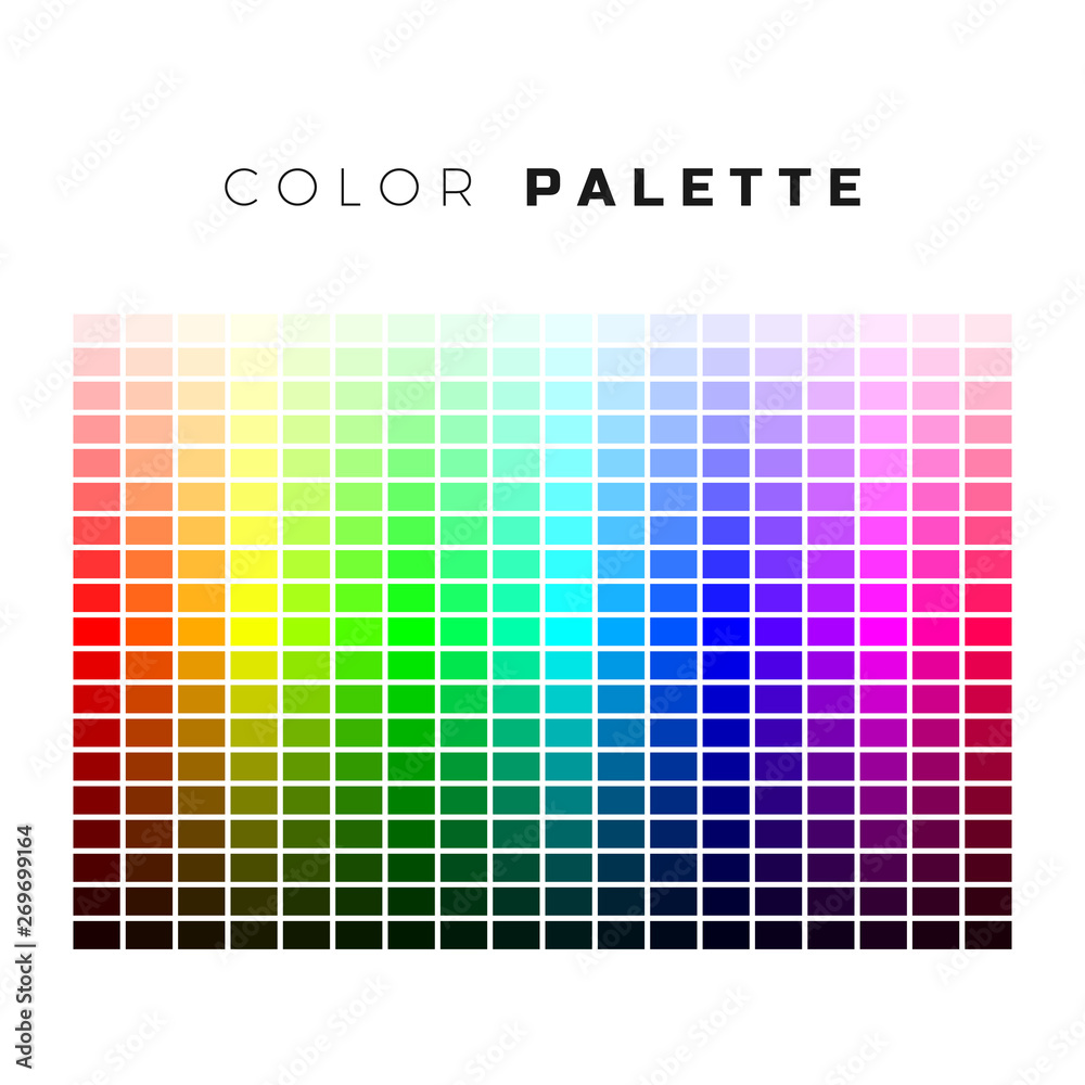Colorful palette. Set of bright colors of rainbow palette. Full ...