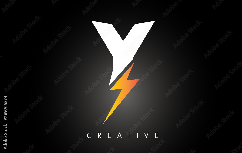 Y Letter Logo Design With Lighting Thunder Bolt. Electric Bolt Letter ...