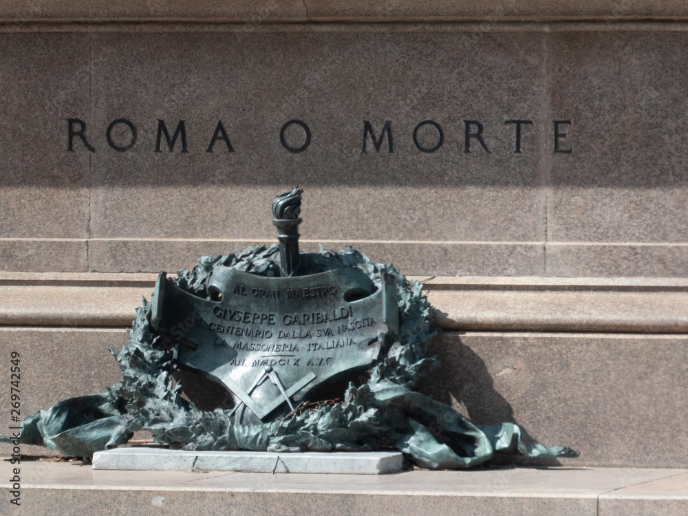 Detail of monument dedicated to Giuseppe Garibaldi on the Janiculum ...