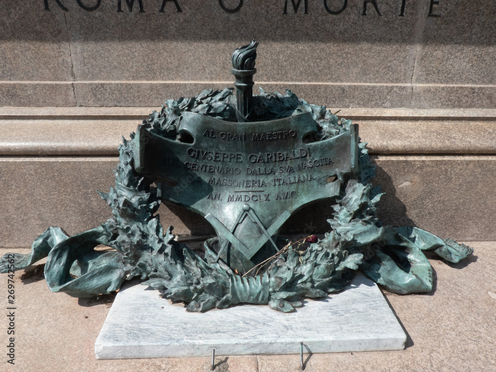 Detail of monument dedicated to Giuseppe Garibaldi on the Janiculum ...