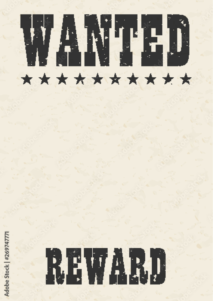 Grunge wanted poster with textured gray paper background. Stock Vector ...
