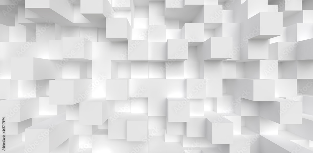 Abstract Geometry Background White Cube 3d Render Stock Illustration | Adobe Stock