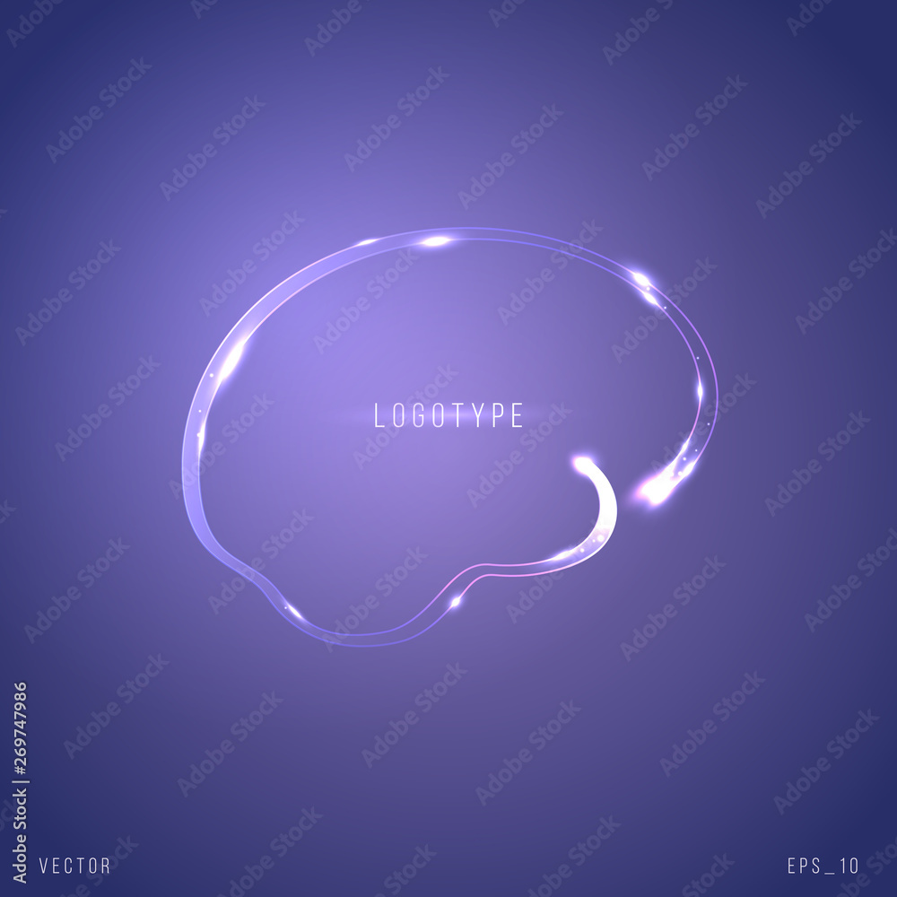 Brain Neon Symbol Purple Diode Glow Vector Logo Stock Vector | Adobe Stock
