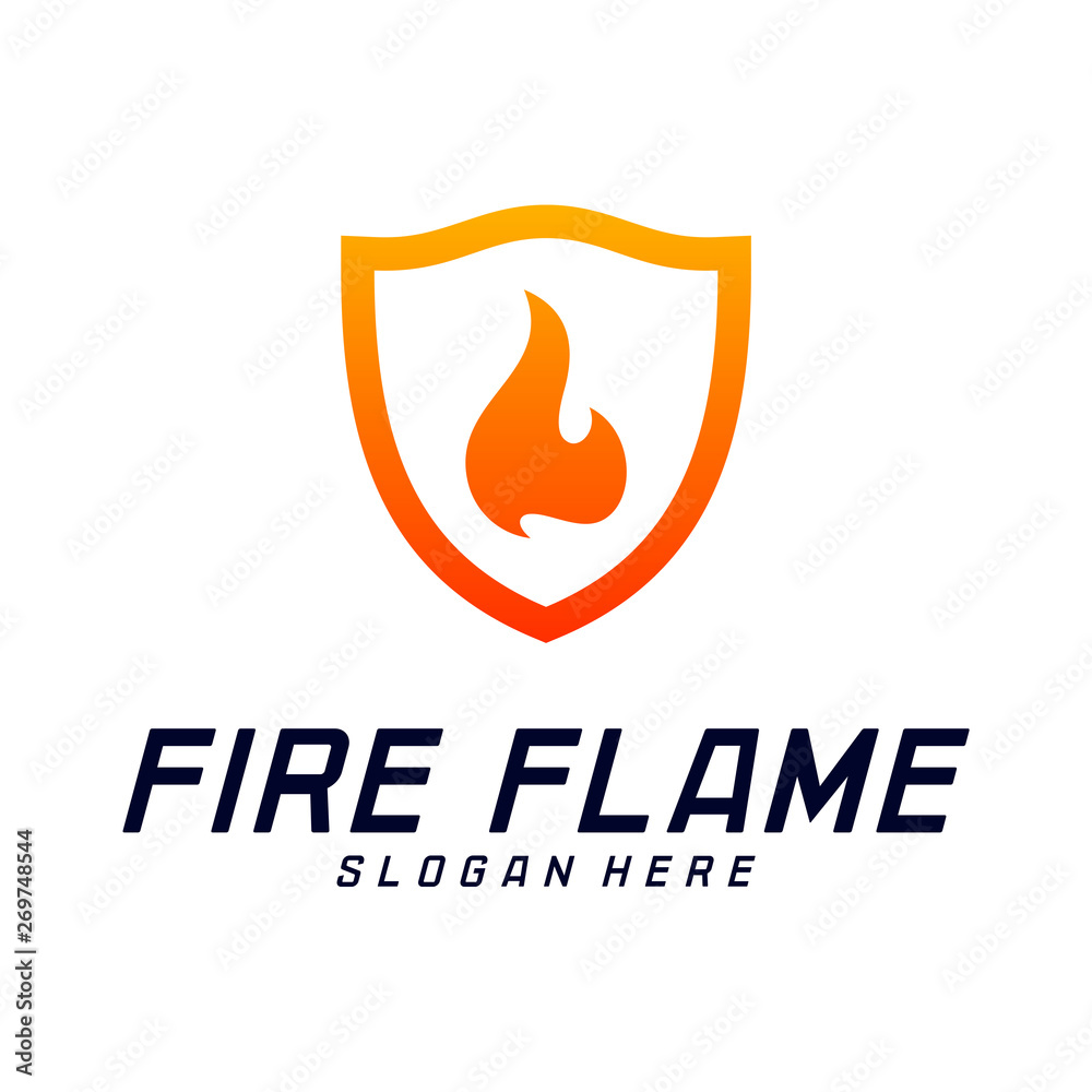 Fire Shield Logo Design Vector Template. Shield Fire Logo Concept. Icon ...