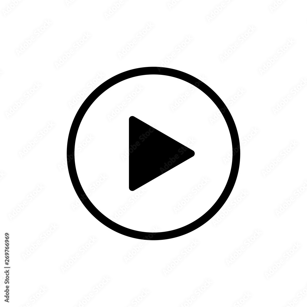 Play icon isolated button or video player sign. Web media symbol ...