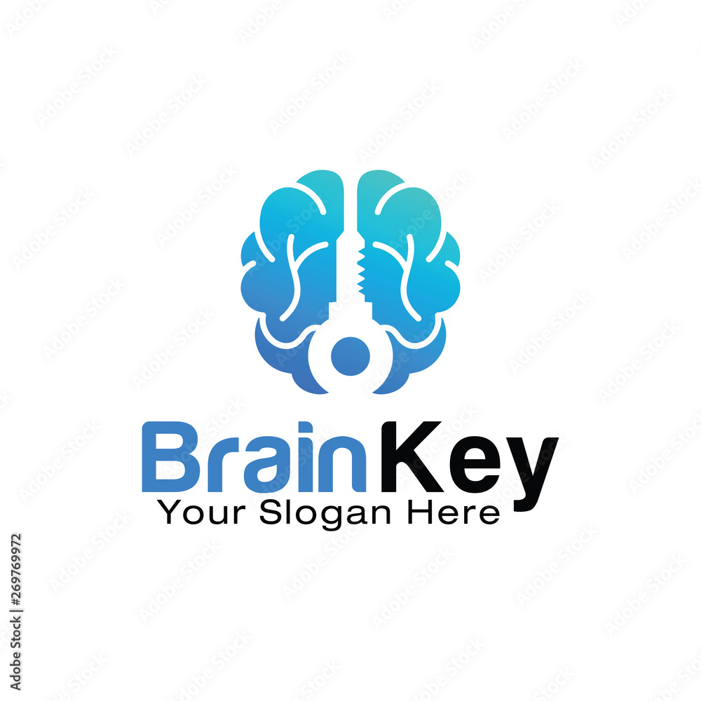 Brain Key logo design template Stock Vector | Adobe Stock