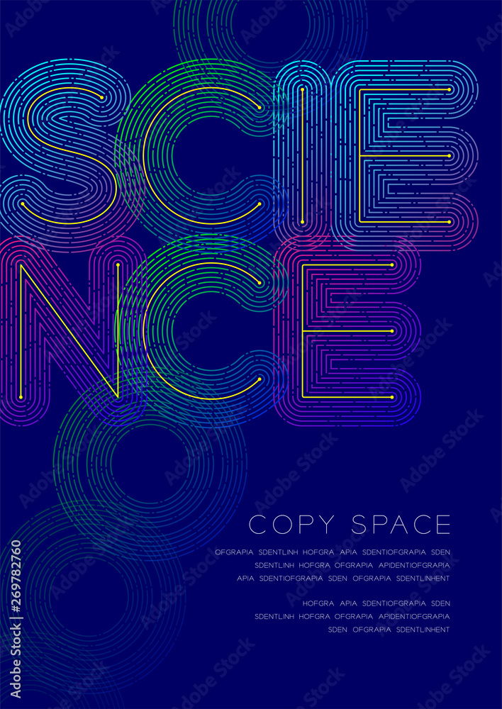 Science big text dot and dash line pattern layer overlay, Poster banner ...